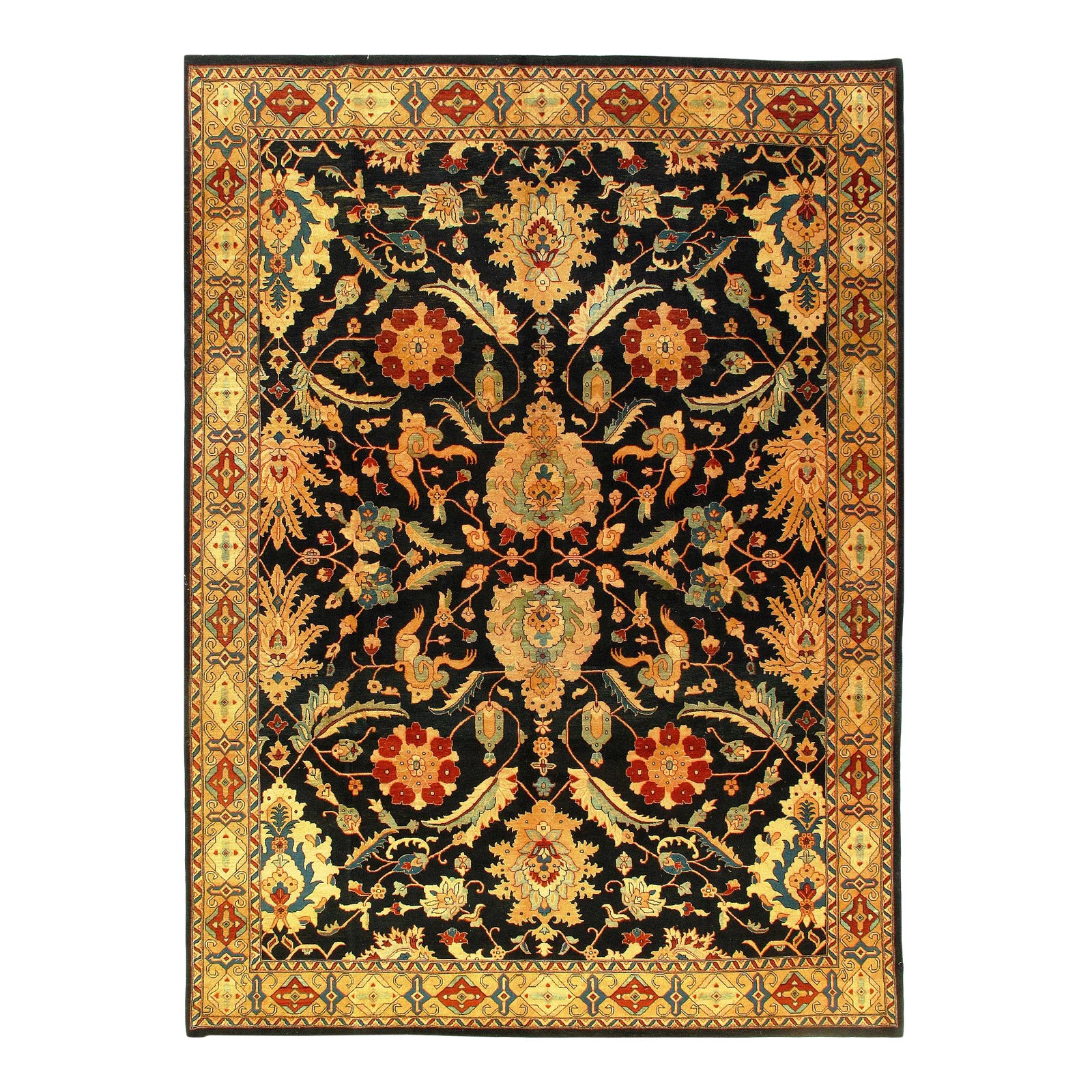 Pasargad Fine Indo Agra Wool Rug - 9′4" × 12′7" | Chairish