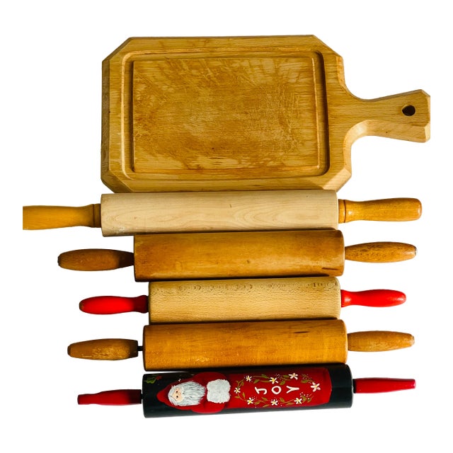 6 S Maple Rolling Pins With Maple Cutting Board Kitchen Utensils | Chairish