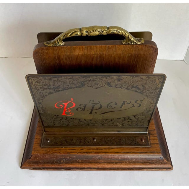 Traditional Victorian Wood and Embossed Brass Letter Magazine Rack ...