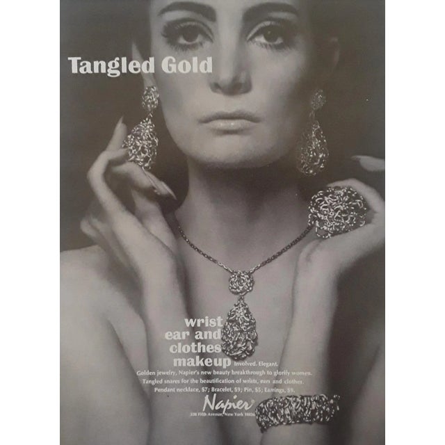 Vintage Signed Napier "Tangled Gold" Brooch, Circa 1967 Ad Piece | Chairish