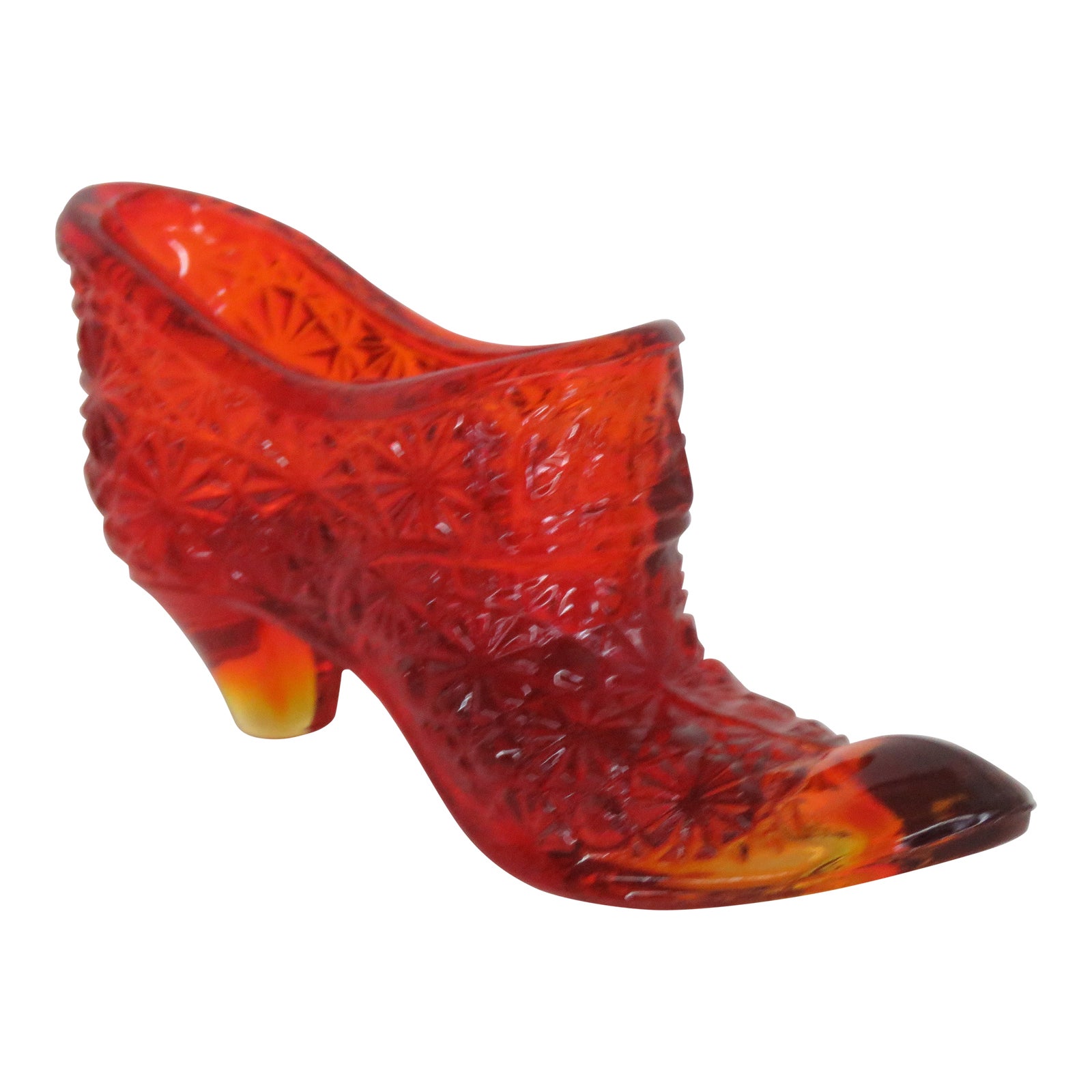 Vintage Fenton Amberina Daisy and Button Glass Slipper Shoe Figurine ...