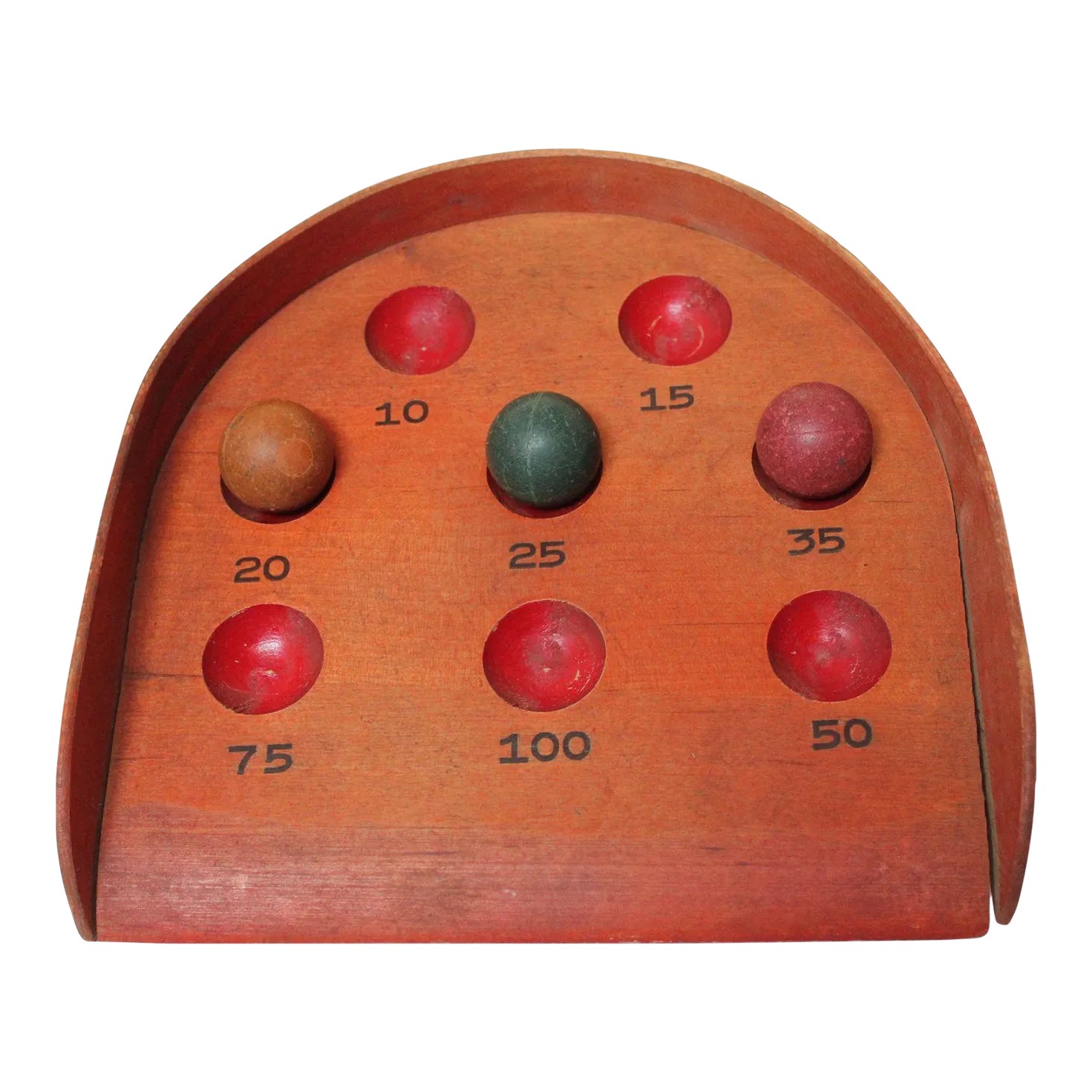 Vintage Folk Art/Primitive Skee Ball Game With Three Balls | Chairish