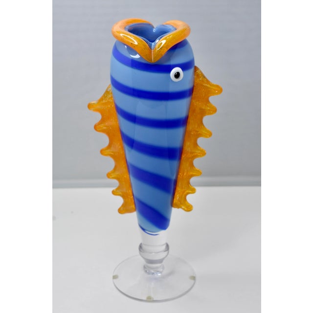Swedish Orange & Blue Fish by Anna Örnberg Strömbergshyttan 1980s Art ...