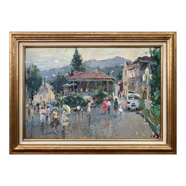 Anatoliy Lukash, Impressionistic Street Scene with Figures in Aloupak ...