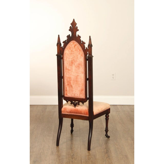 Gothic Revival Antique Carved Rosewood High Back Hall Chair | Chairish