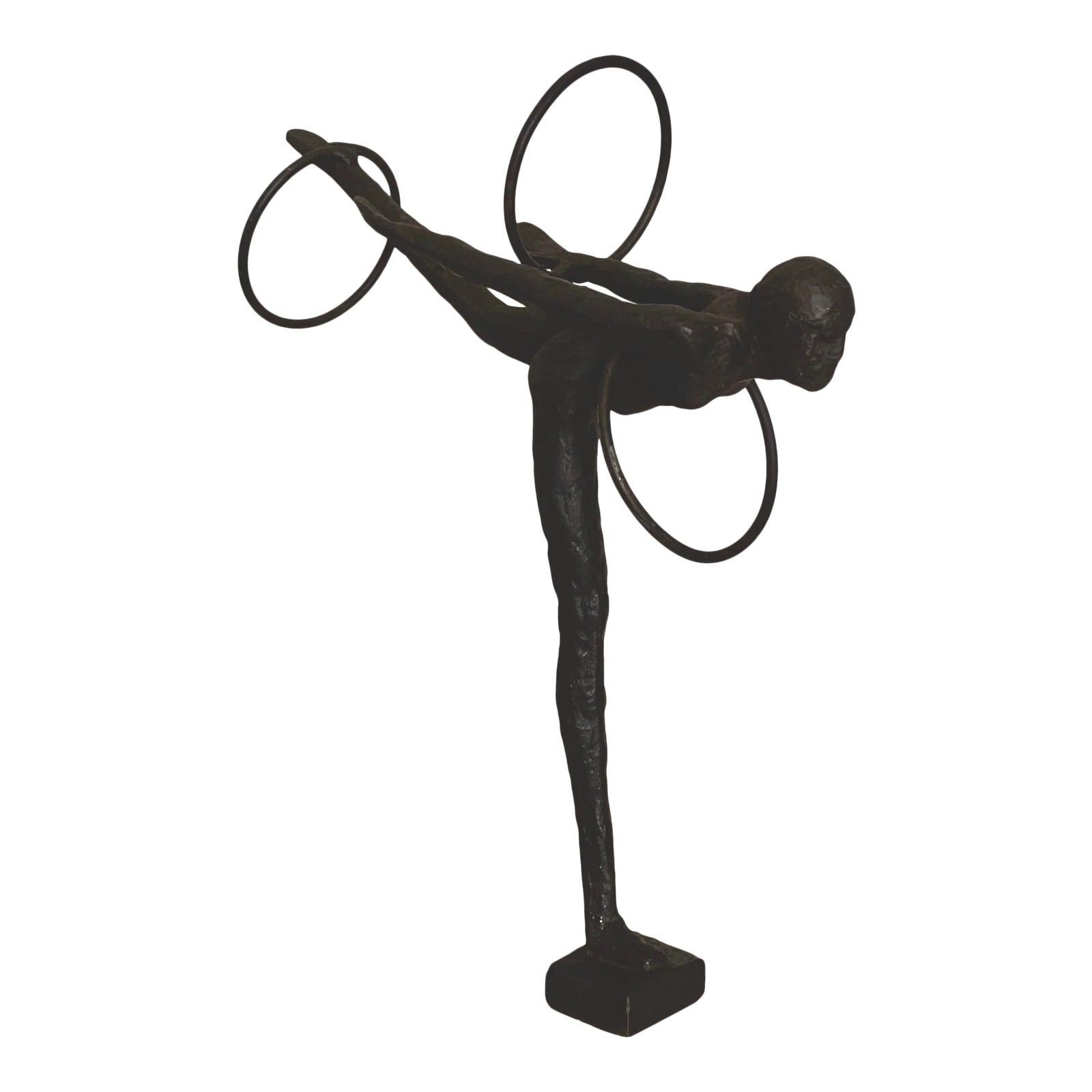 Vintage Acrobat With Hoops Modern Contemporary Bronze Sculpture | Chairish