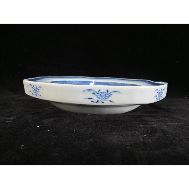 Chinese Export 19thc Canton Blue Village Porcelain Octagonal Warming ...