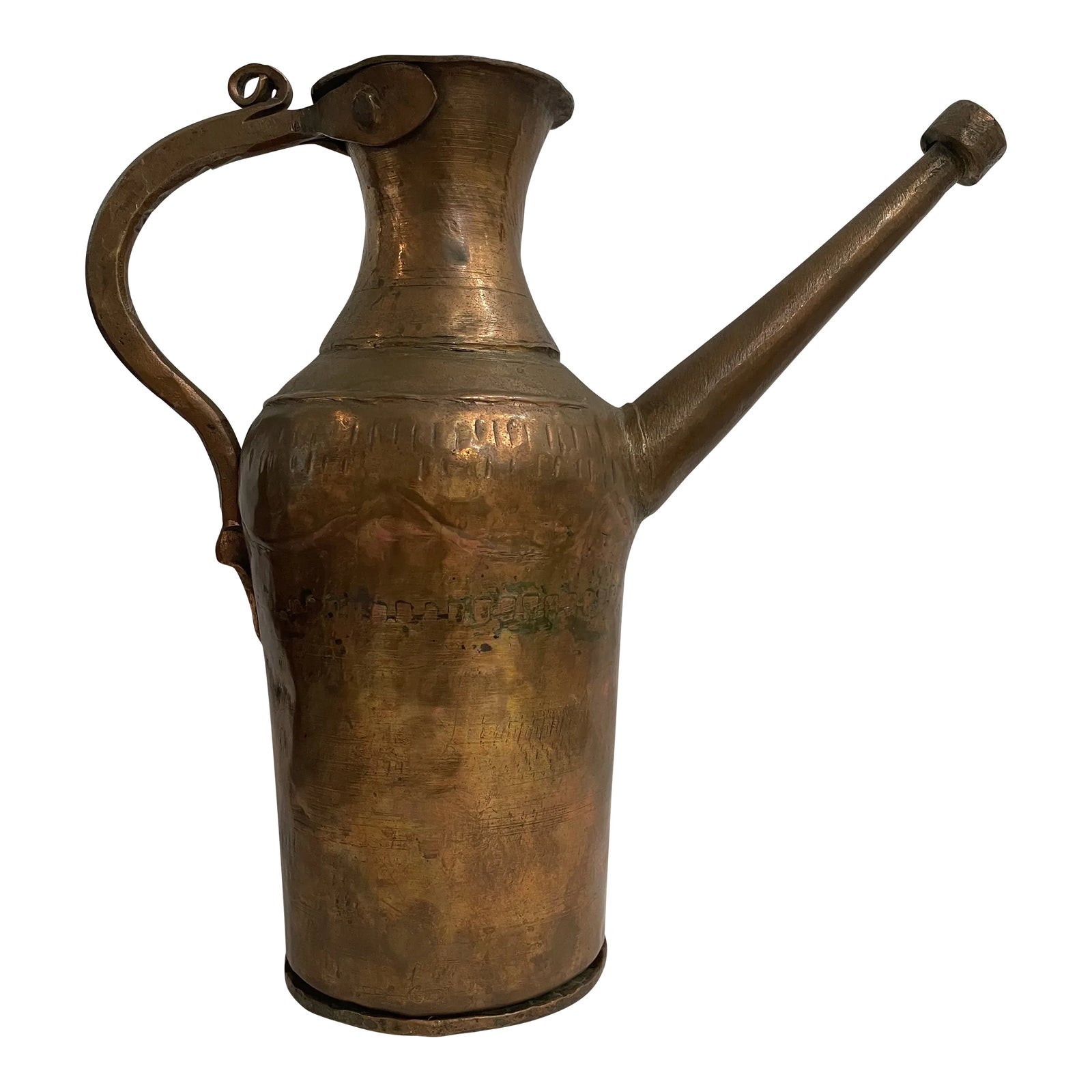 Late 19th Century Hand Forged Turkish Copper Watering Vessel or Pitcher ...