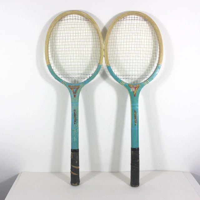 Curated Pair of Vintage Tennis Rackets for Designer Decorating Wood ...