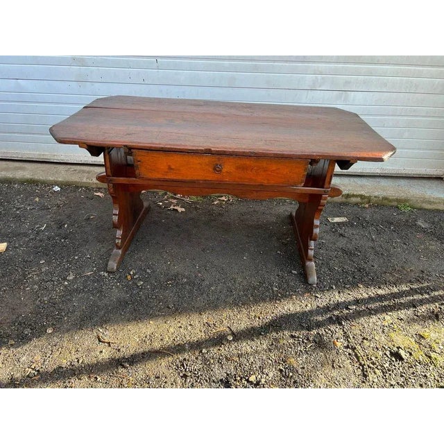 Antique Early Primitive Farm Trestle Dining Table., Early 19th Century ...