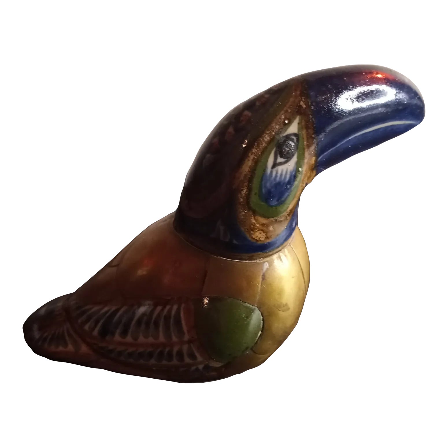 1970s Sergio Bustamante Style Tonala Brass & Ceramic Toucan Figurine ...