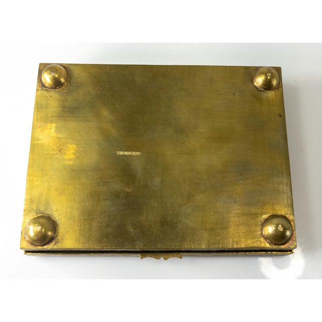 20th Century Chinoiserie Chinese Brass and Soapstone Cigarette Box ...