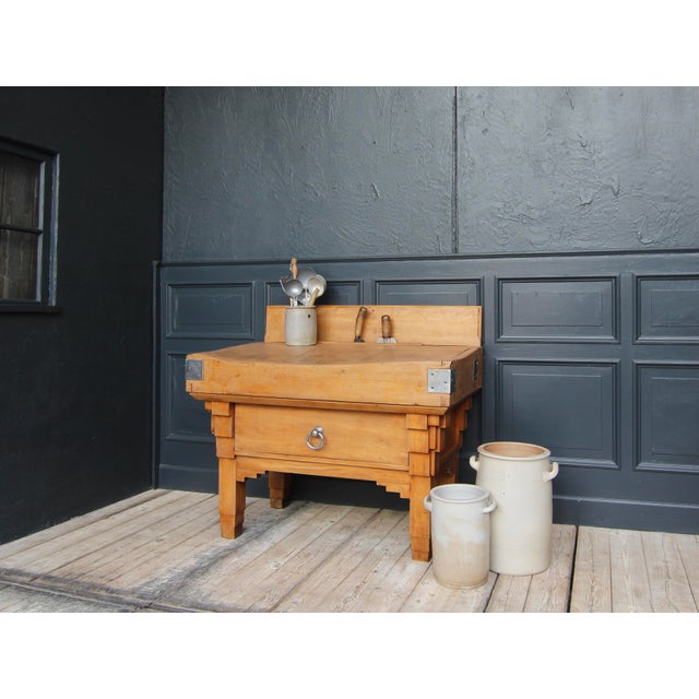 Vintage Art Deco Butcher Block Table, 1920s | Chairish