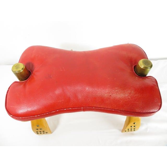 Vintage Red Leather Camel Saddle ~ Footstool / Ottoman / Bench / Mid ...