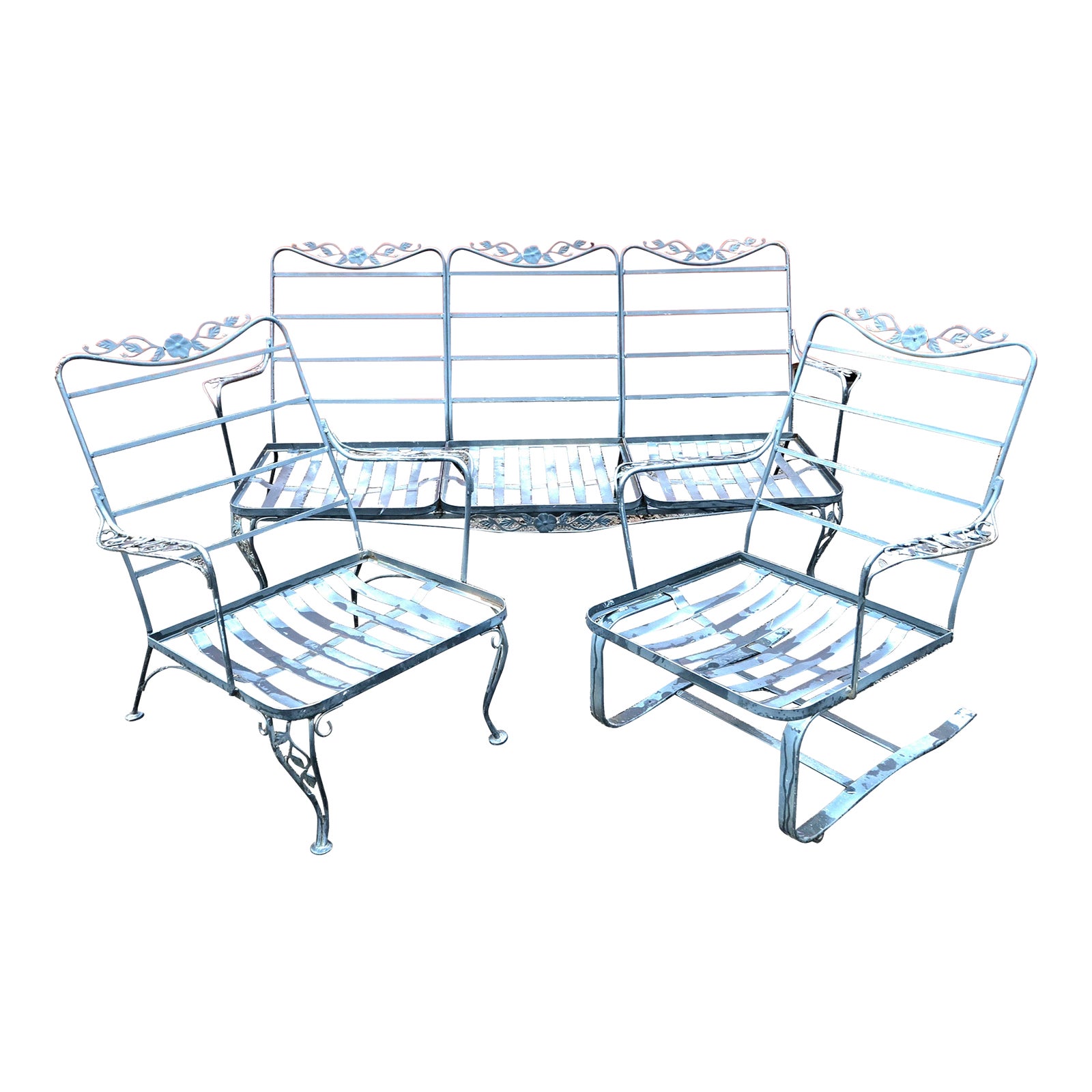 Vintage Woodard Wrought Iron Patio Set, 3 Pieces | Chairish