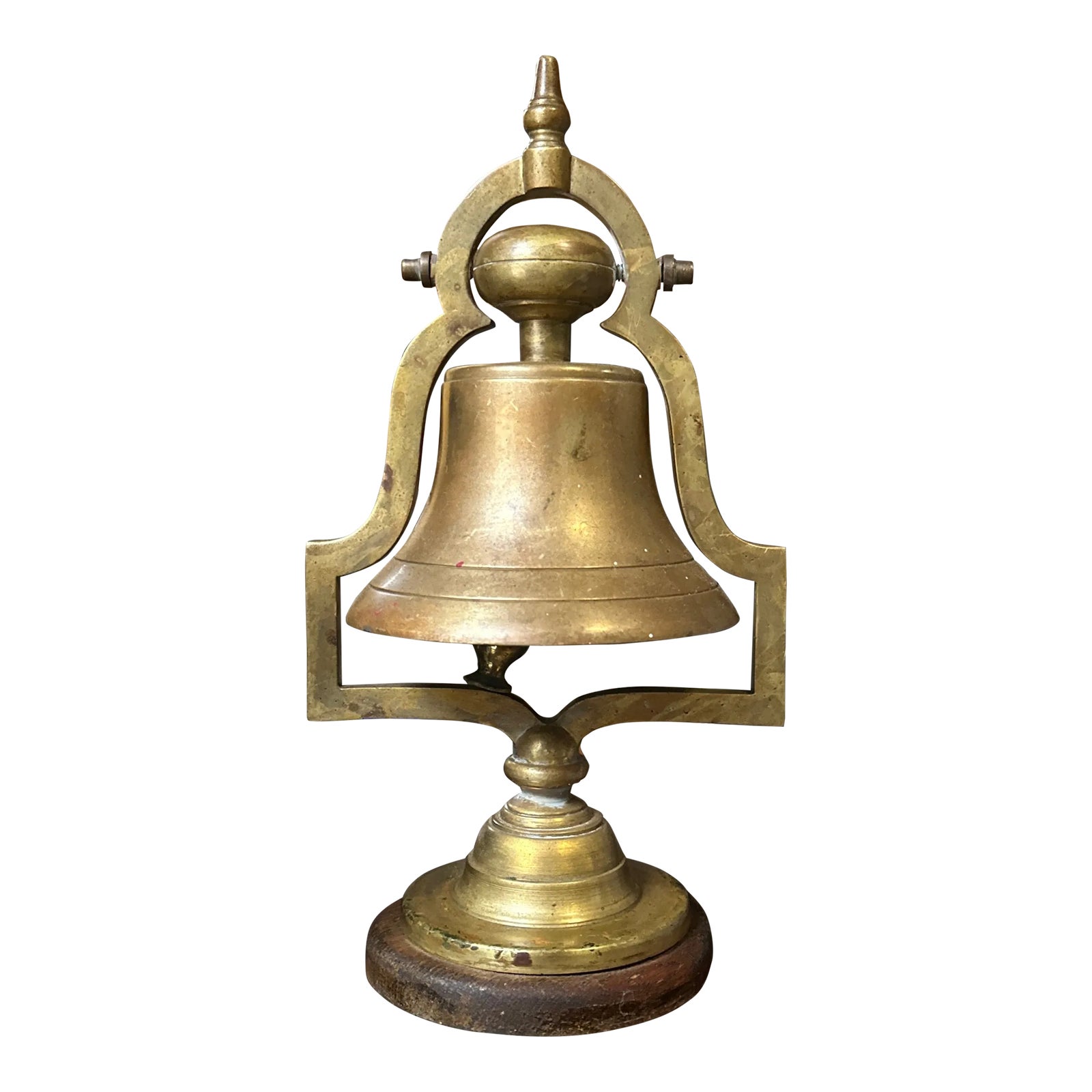 1970s Solid Brass and Wooden Nautical Bell | Chairish