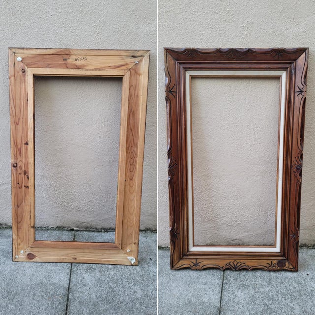 Vintage 1970s Arts and Crafts Dark Brown Wood Picture Frame | Chairish