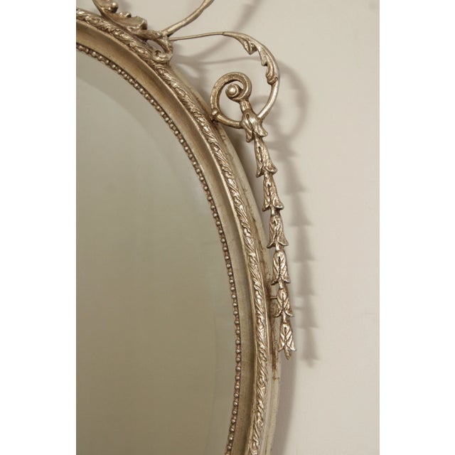 Late 20th Century Adams Style Silver Leaf Oval Wall Mirror | Chairish