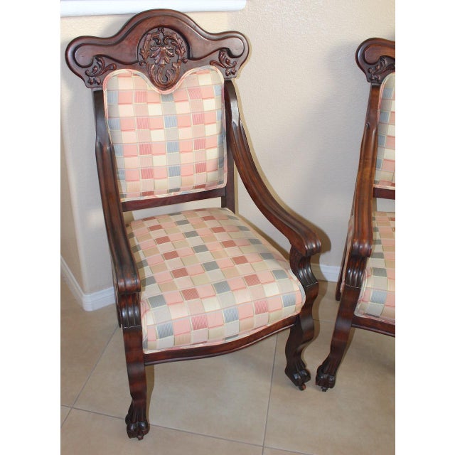 Antique 19th Century Upholstered Throne Chair With Claw Feet & Casters ...