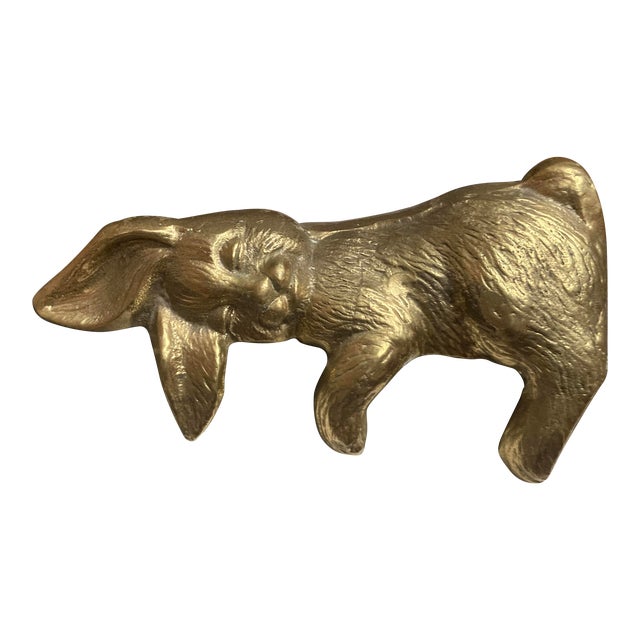 1970’s Sleeping Bunny Brass Shelf Figurine | Chairish