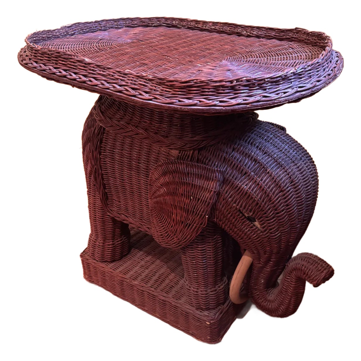 1960s Wicker Elephant Table With Original Finish | Chairish