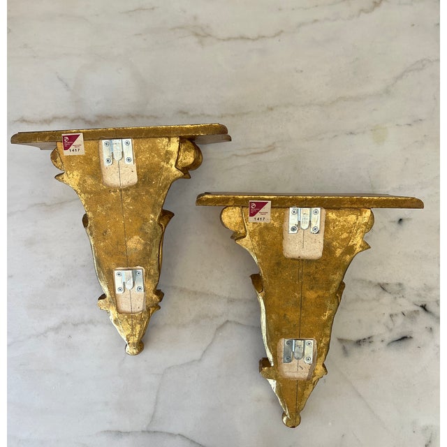 Italian Carved Giltwood Wall Brackets by Decorative Crafts - a Pair ...