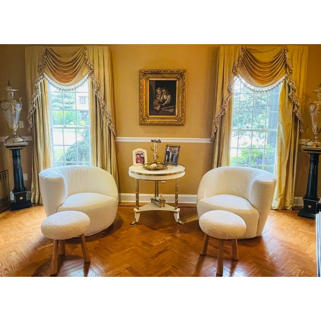 Mid-Century Modern Nautilus Style Swivel Chairs, Kidney-Shape, White ...