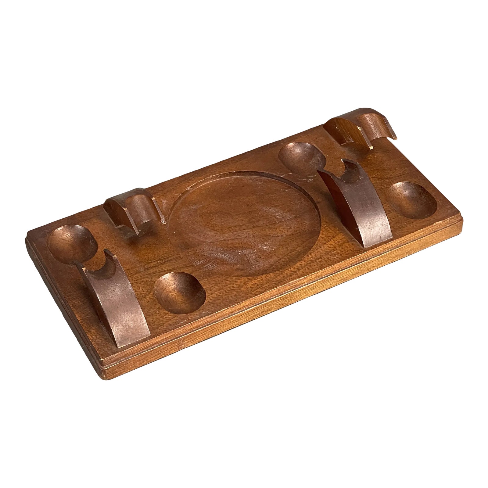 Vintage Mid-Century Modern Stained Oak 4 Pipe Rest Stand Felt Bottom ...