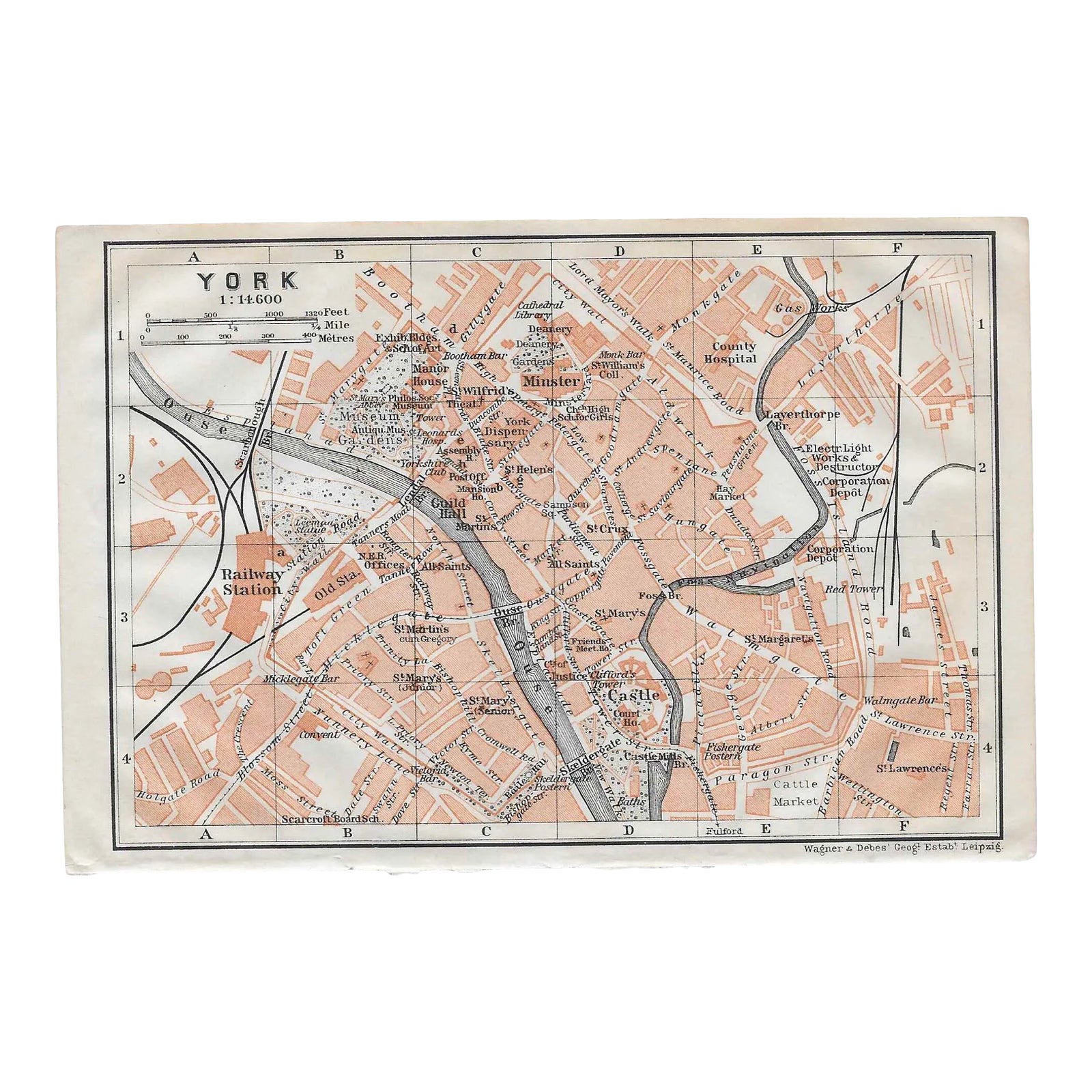 1910 City Map of York England | Chairish