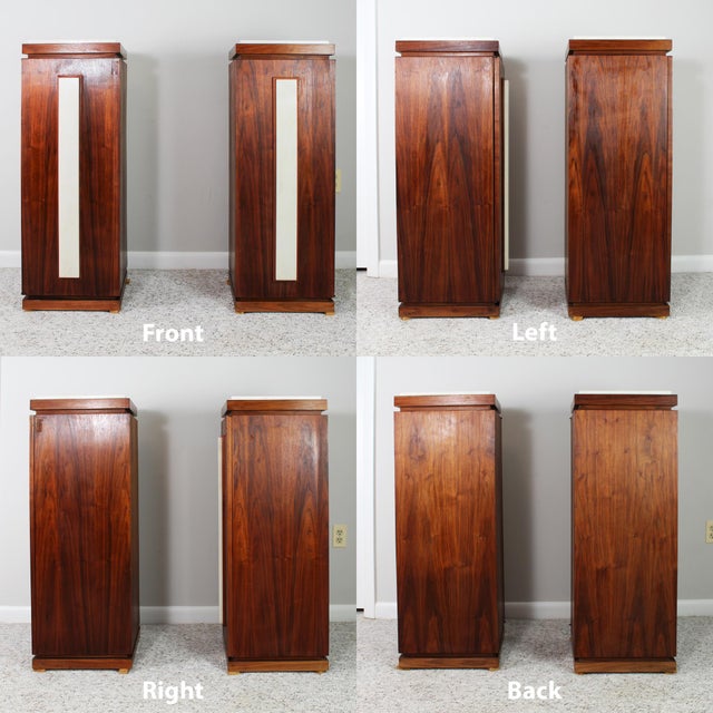 1960s Mid Century Modern Walnut Veneer Pedestals Columns W/ White ...