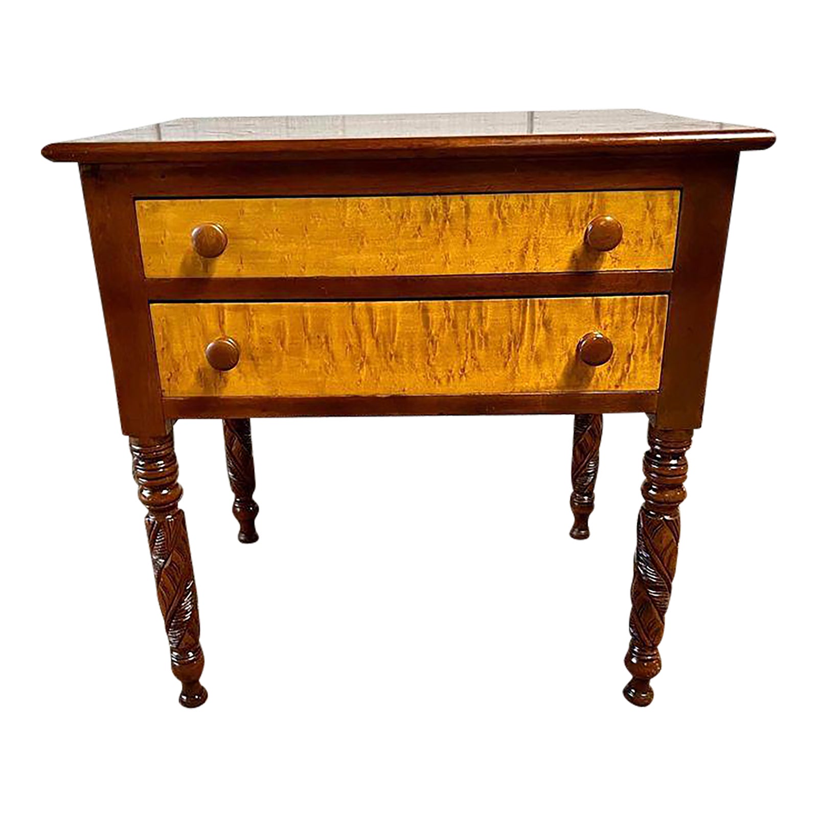 19th Century Antique American Federal Style Two Drawer Work Table or ...