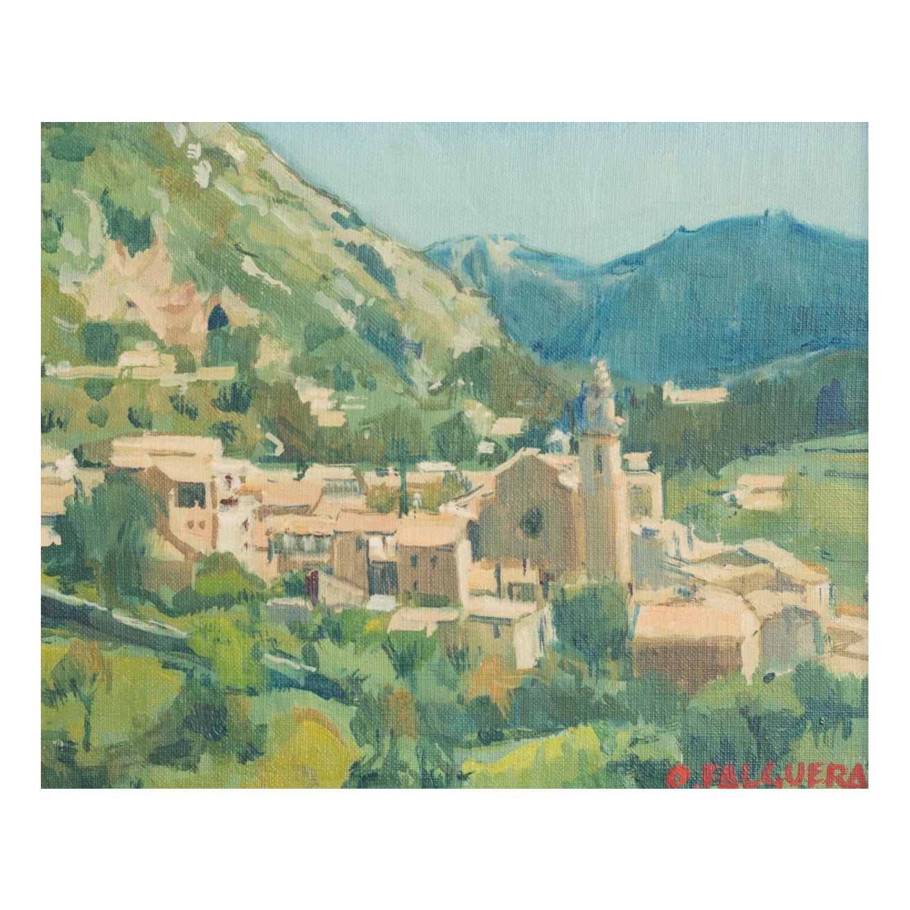 Oscar Falguera, Mountain Village Near Tarragona, Spain, 1990s, Oil on ...