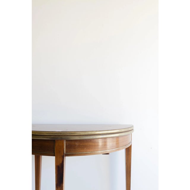 19th C. French Demilune Table With Brass Details | Chairish