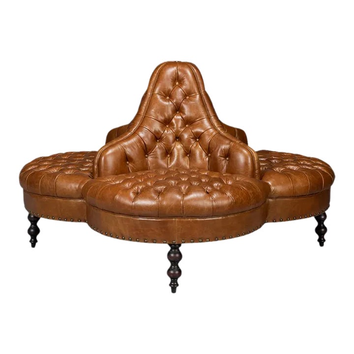 Cuban Brown Four-Sided Sofa | Chairish
