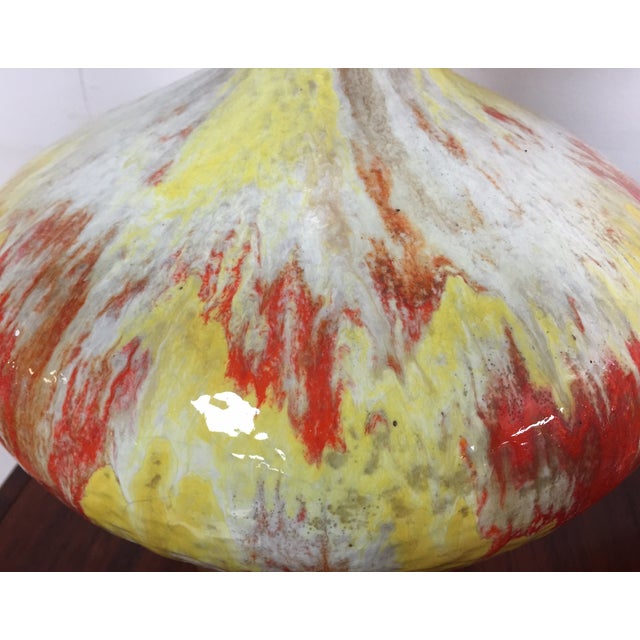 Mid-Century Yellow & Red Table Lamps - A Pair | Chairish