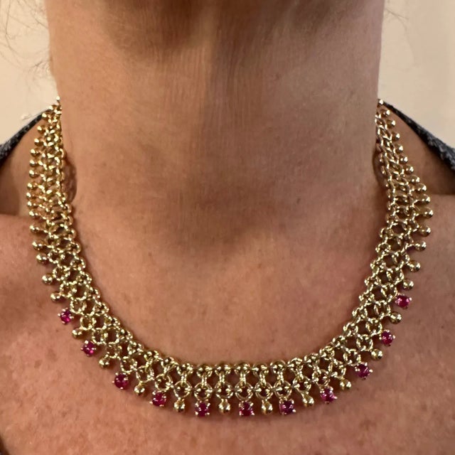 Vintage Tiffany & Co. 18k Yellow Gold Ruby Collar Necklace | Chairish