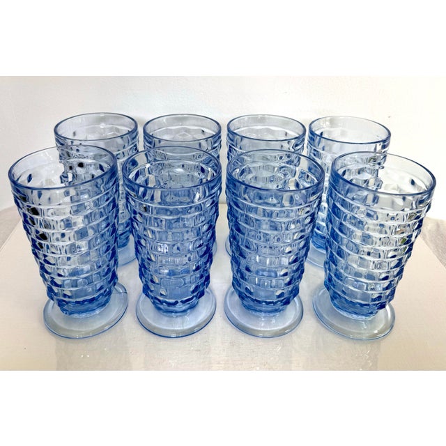 Mid Century Modern Indiana Glass Blue Glass Drinking Glasses in ...