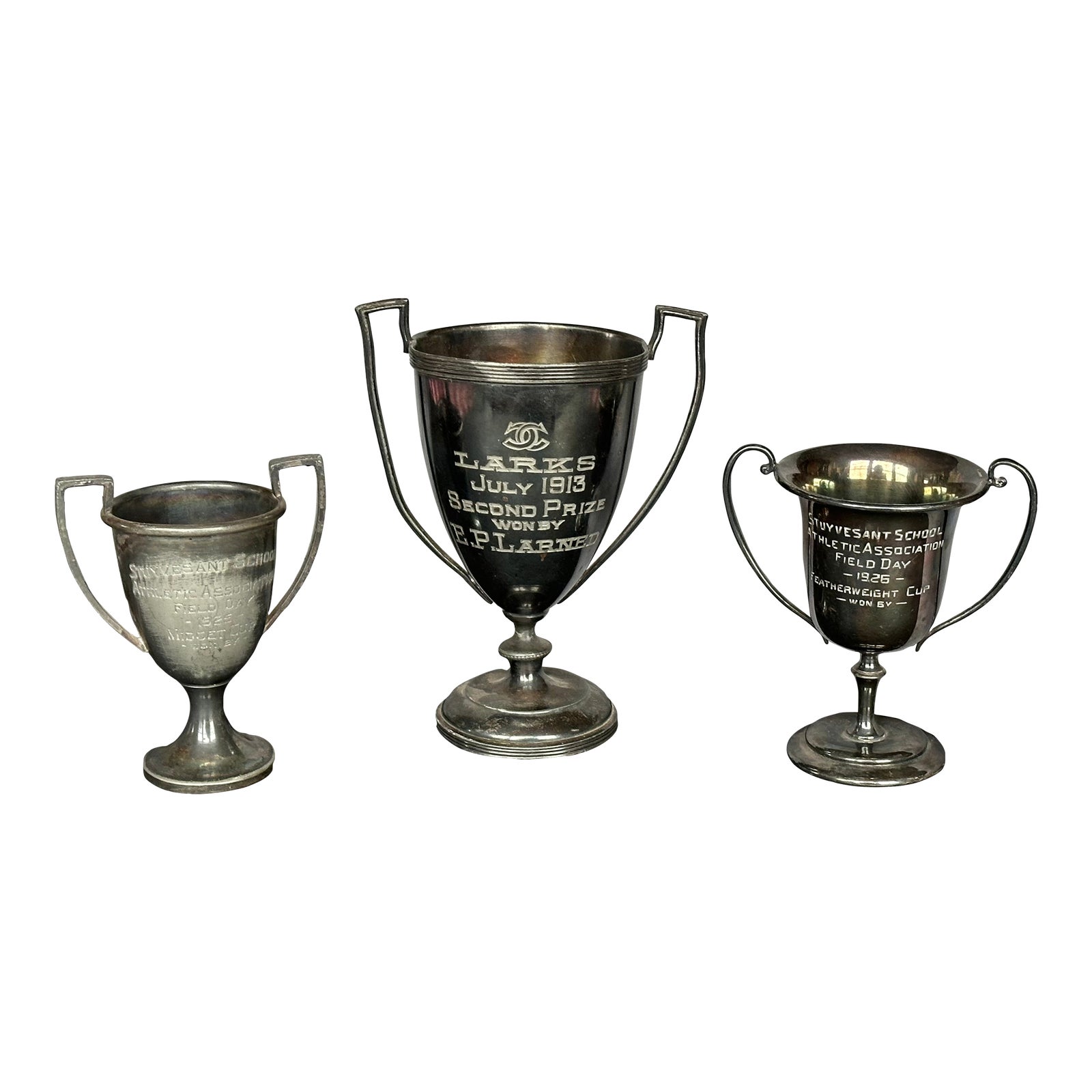 Antique Silver Plated Loving Cup Trophy Vases, Collection of 3 | Chairish