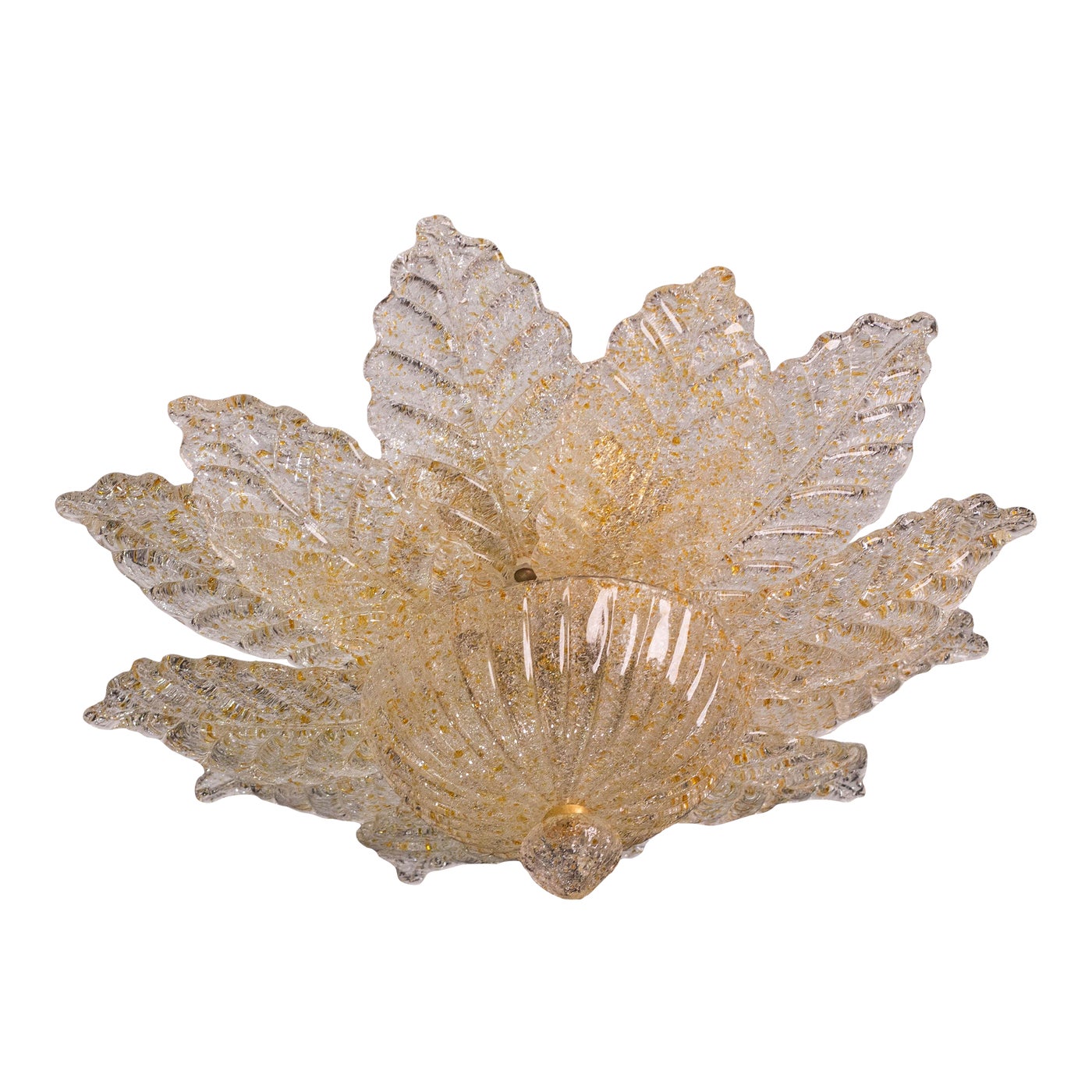 1970s Taormina Murano Glass Amber/Orange Ceiling Light Flush Mount ...