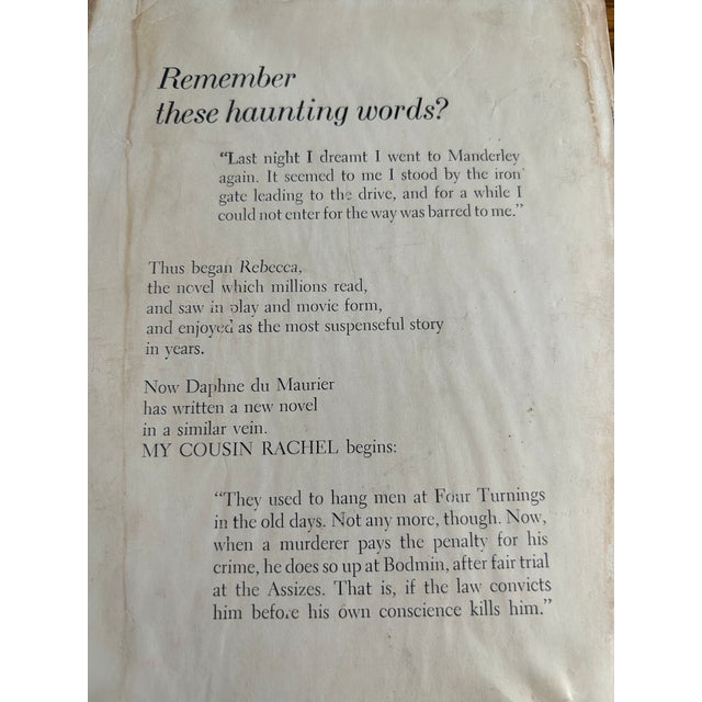 "My Cousin Rachel" Book Daphne Du Maurier Hardcover - 1951 Second ...