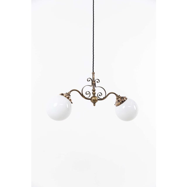 Two-Branch Brass Electrolier Pendant Light, 1920s | Chairish