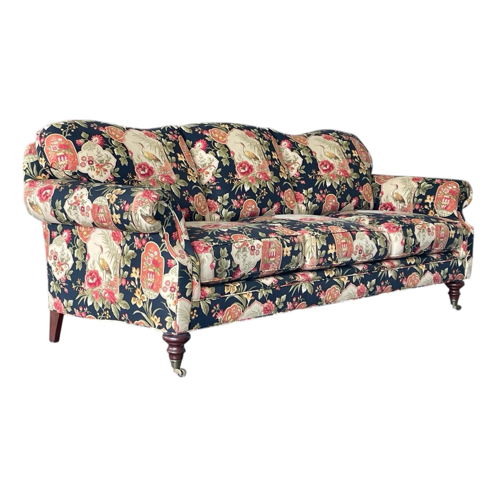 Pearson 84” Custom Three Seat Sofa, Richloom Asian Chinoiserie Fabric ...
