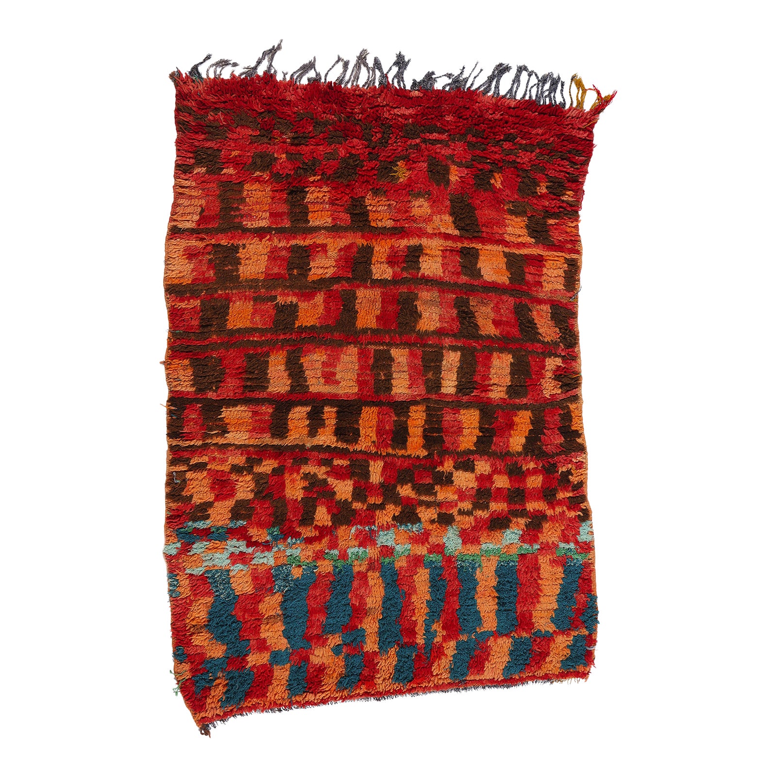 Vintage Red Boujad Moroccan Rug - 03'09 X 04'04 | Chairish