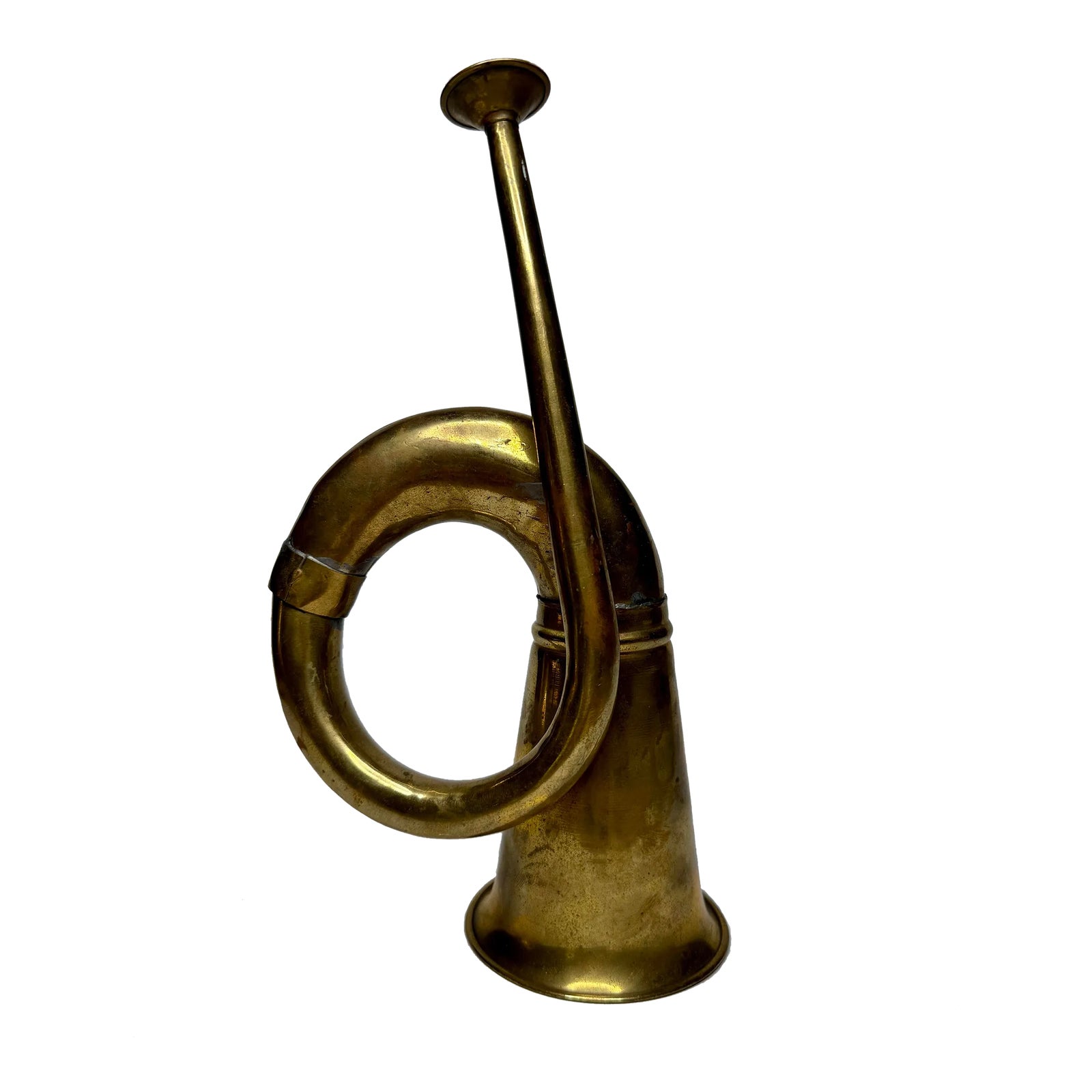 Vintage Solid Brass Bugle Horn | Chairish