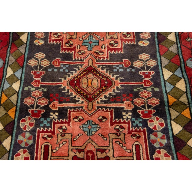 1960s Vintage Persian Heriz Wool Rug With Multicolor Geometric Design ...