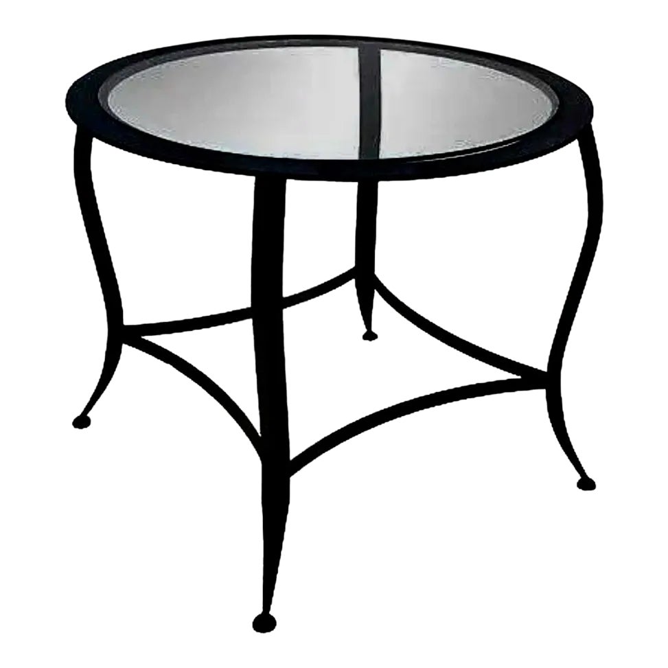 1990s Transitional Black Iron Glass Side Table Charleston Forge | Chairish