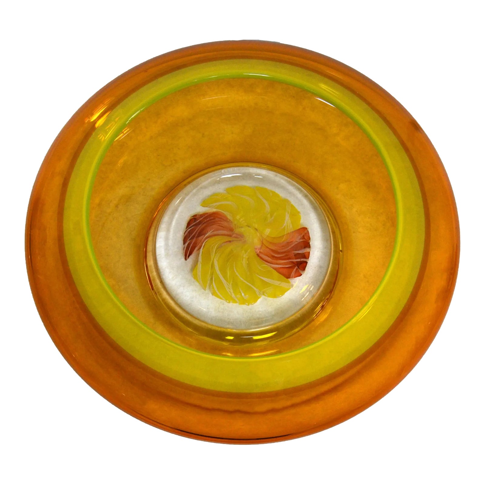 1999 DKL Studio David Leppla Art Glass Large Paperweight Bowl Orange ...
