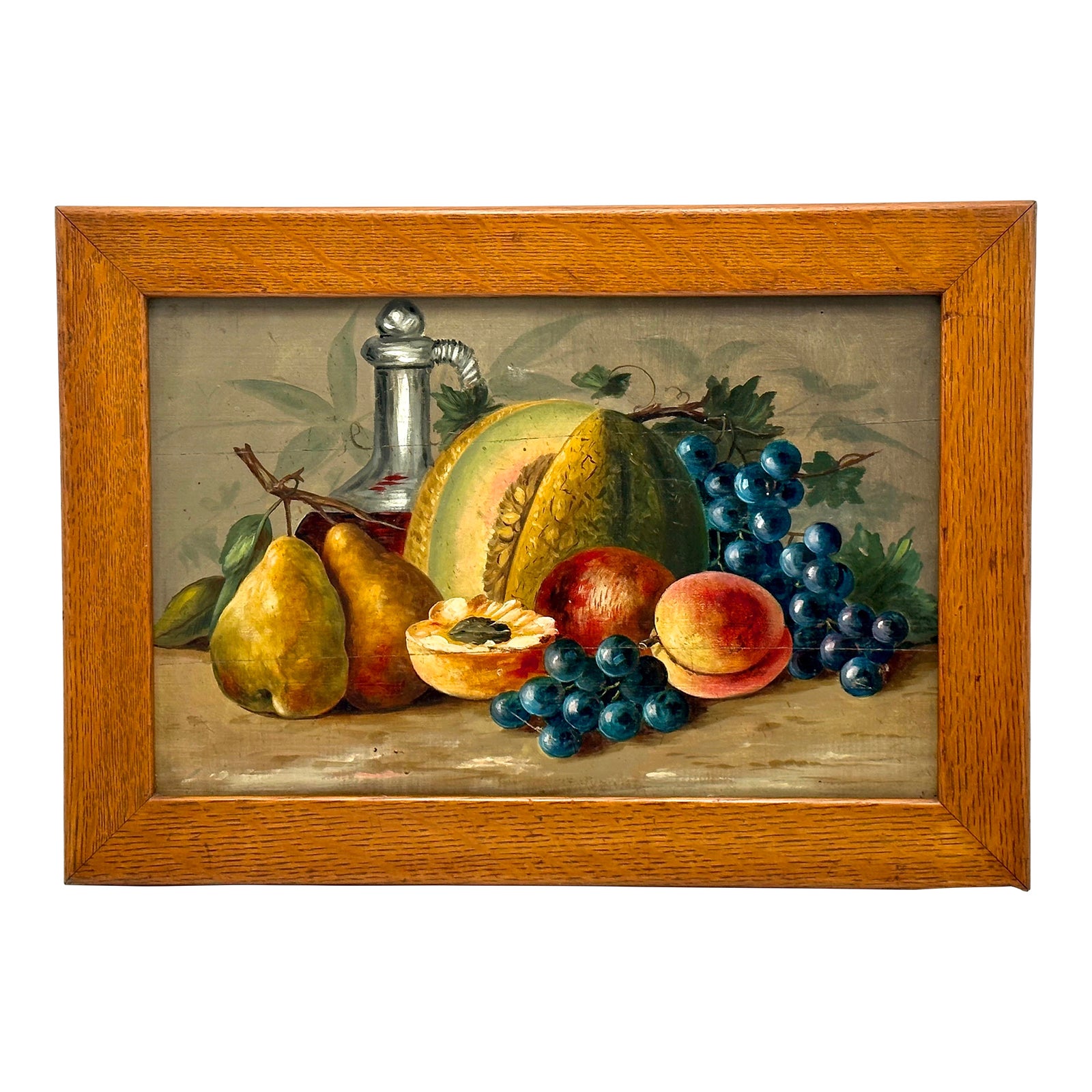Excellent Antique American Still Life Oil Painting on Wood Panel in ...