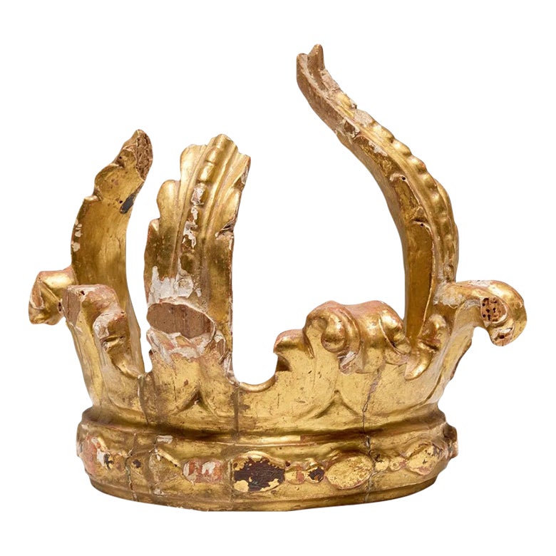 18th Century Italian Giltwood Crown Fragment | Chairish