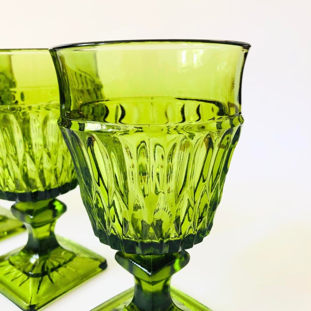 Green Wine Goblets by Indiana Glass - Set of 4 | Chairish